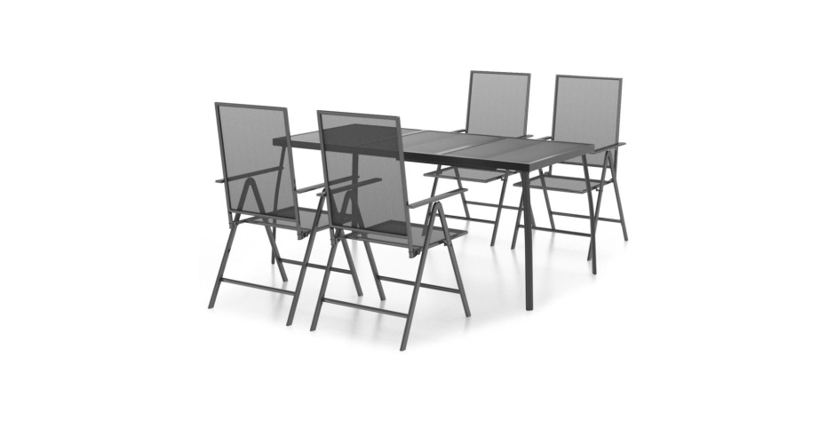 Set de masa pentru gradina, 5 piese, antracit, otel | Okazii.ro
