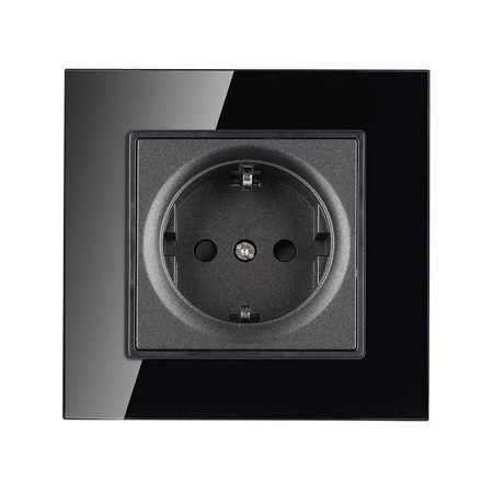 PRIZA SIMPLA 16A CU RAMA DIN STICLA , NEGRU | arhiva Okazii.ro