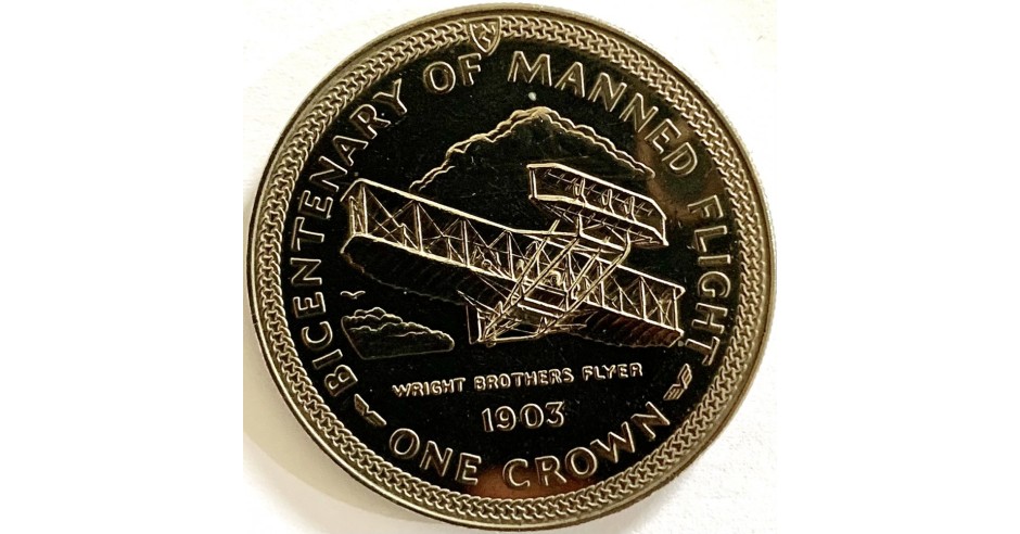 INSULA MAN 1 CROWN 1983,( 200TH ANNIVERSARY MANNED FLIGHT WRIGHT ...