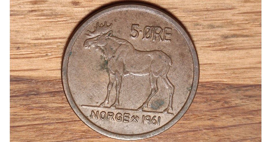 Norvegia - moneda mare de colectie bronz - 5 ore 1961 -Elan european- superba !, Europa | Okazii.ro