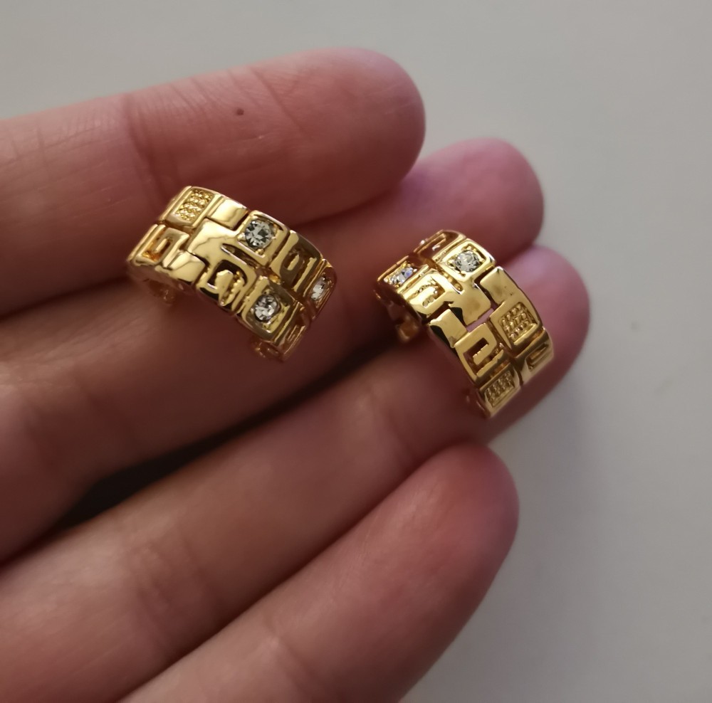 +SAC organza-Cercei rotunzi VERSACE -inox placati cu aur galben ...