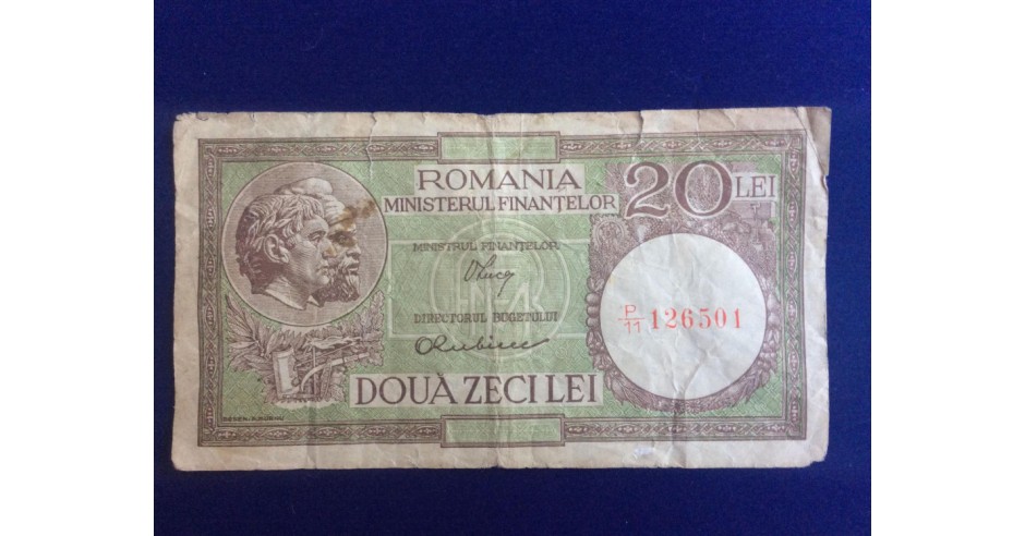 Bancnote Romania - 20 lei 1947-1950 - seria 126501 (starea care se vede ...