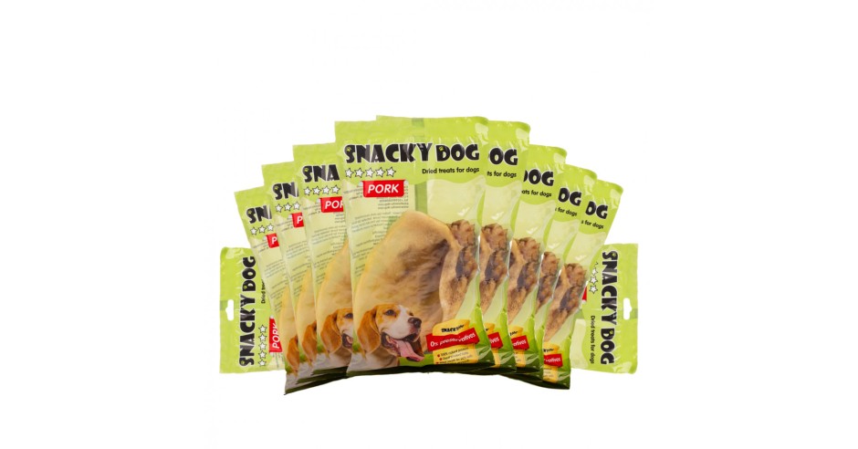 Pachet 10 x Recompensa pentru caini Snacky Dog Ureche de Porc ? Bogata ...