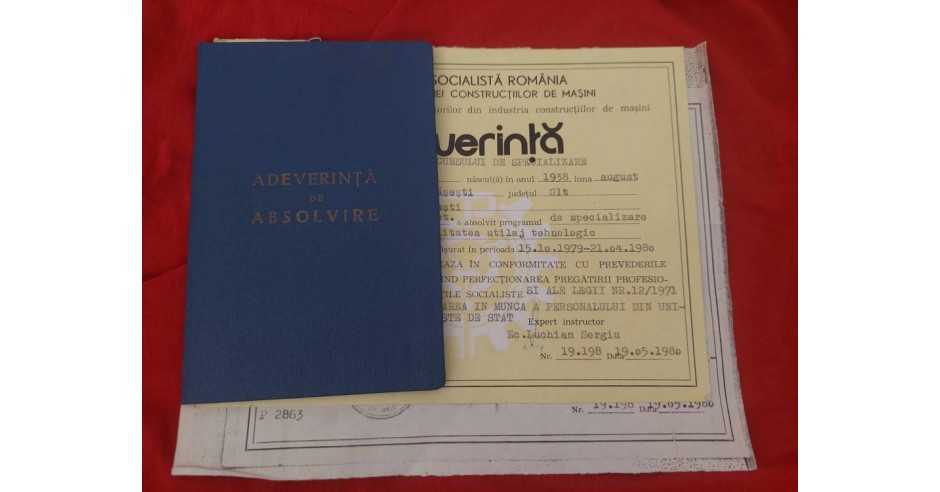Documente vechi-1963-1980-Adeverinta DESENATOR UTILAJE-Specializare ...