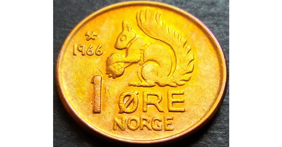 Moneda 1 ORE - NORVEGIA, anul 1966 * cod 143 B | arhiva Okazii.ro