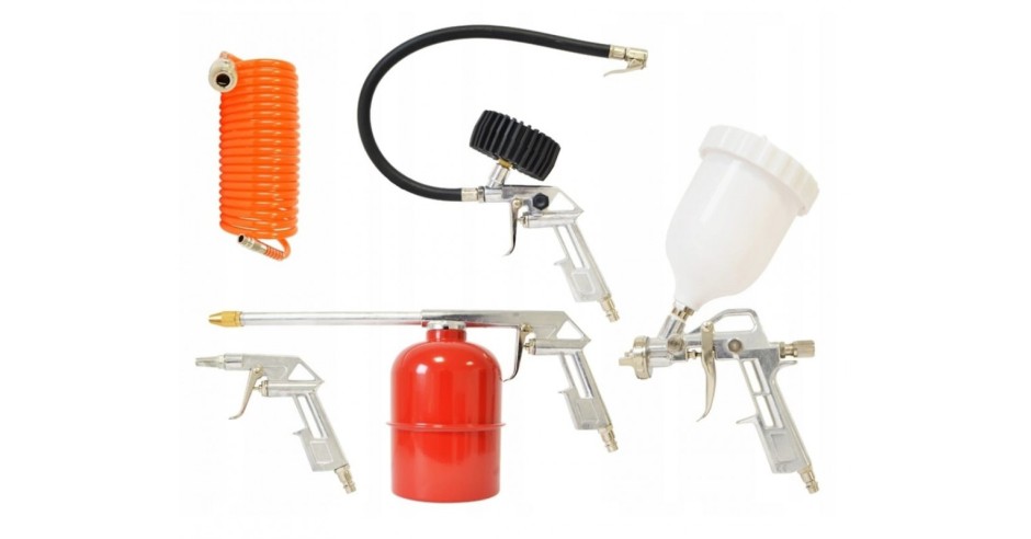 Kit compresor, Set pistol suflat, vopsit, umflat, antifonat, furtun ...