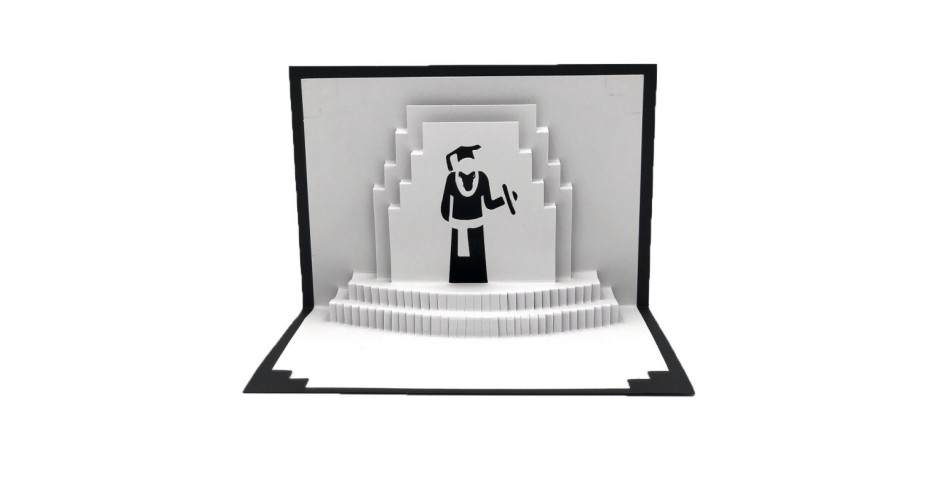 Felicitare 3D ORIGAMI, Graduation white | arhiva Okazii.ro
