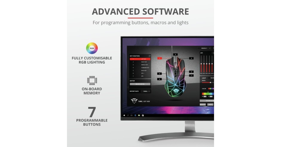 Mouse cu fir gxt 160x ture rgb gaming mouse specifications general ...