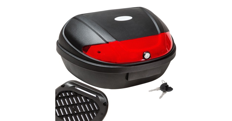 TOPCASE MOTO XXL BIG 54L Negru Mat pt. 2 Casti Portbagaj Cutie Casca ...