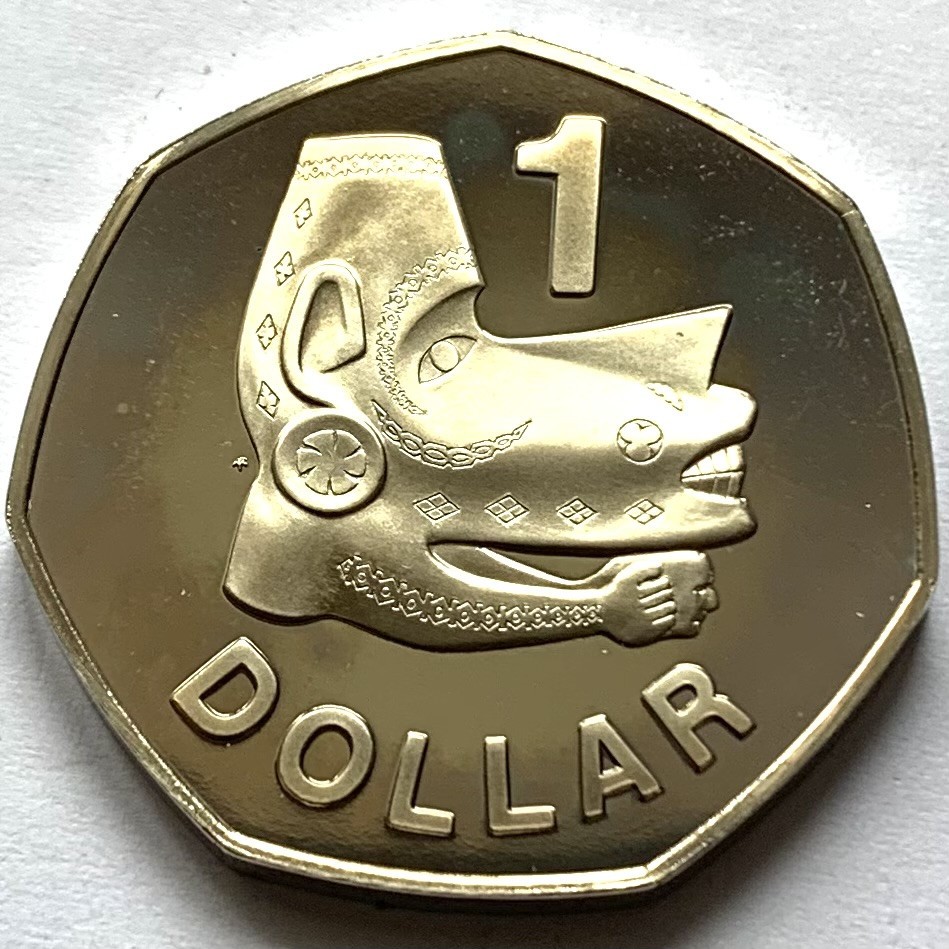 INSULELE SOLOMON 1 DOLLAR 1977,PROOF,(Nusu-Nusu head - Sea spirit ...