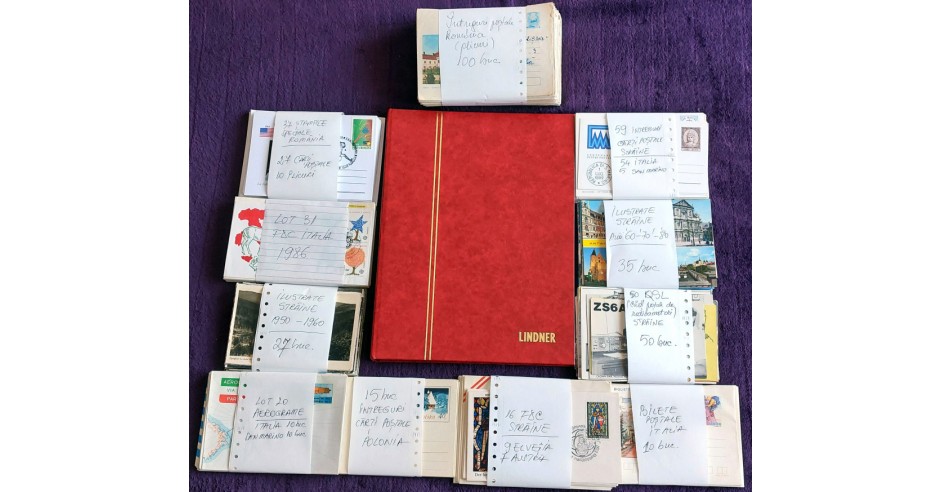 Lot filatelic - Clasor 160 timbre + 500 vignete si 400 plicuri & carti ...