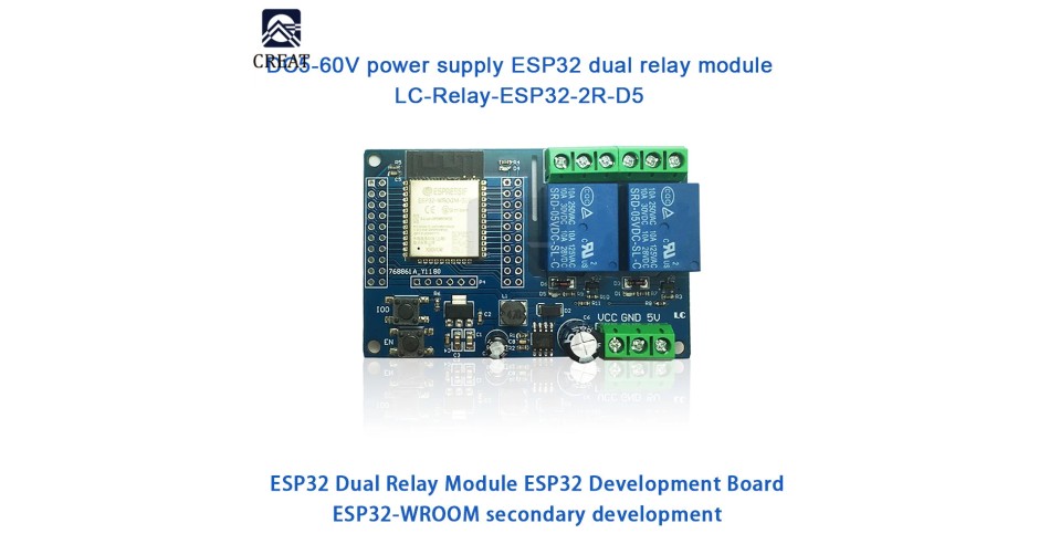 placa dezvoltare cu 2 relee incluse esp32-wroomer DC5-60V UART 4M Byte ...