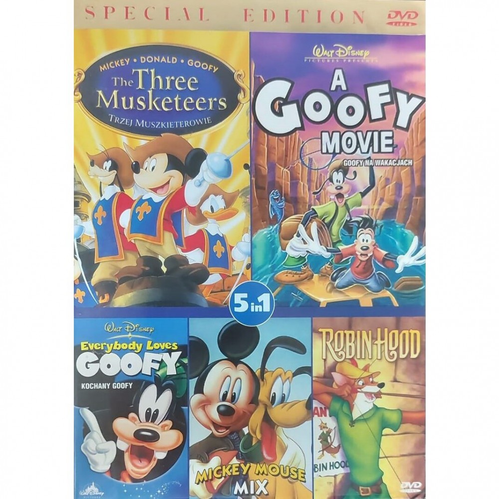 DVD 5 in 1 /The Three Musketeers /A Goofy Movie /Everybody Loves Goofy ...