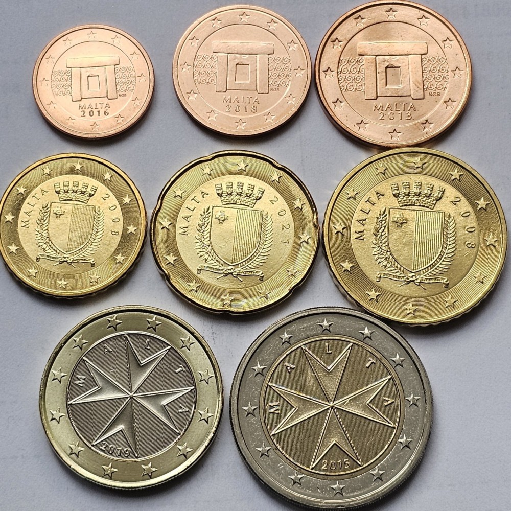 Set complet 8 monede, 1 cent - 2 euro ani micsti Malta, unc | arhiva ...