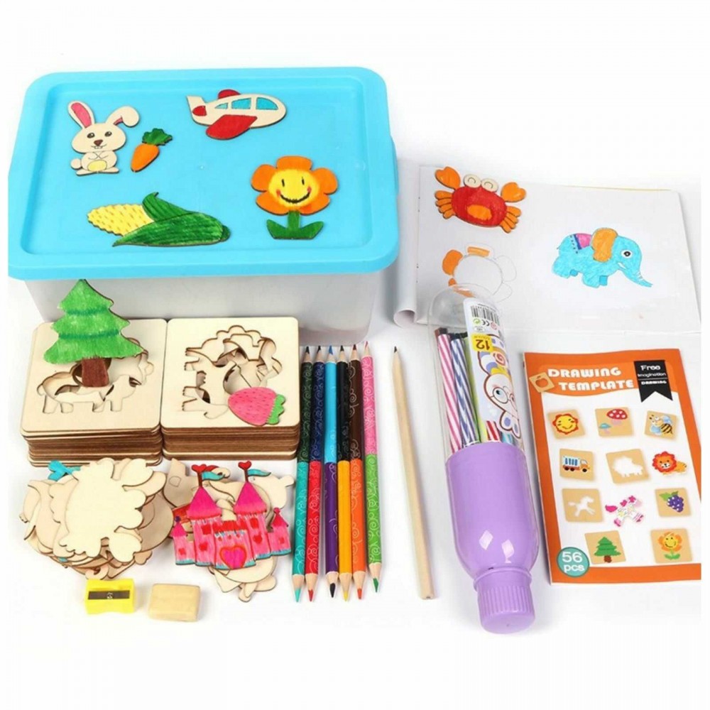 Set 50 sabloane desen copii, din lemn, cu accesorii de colorat | arhiva ...