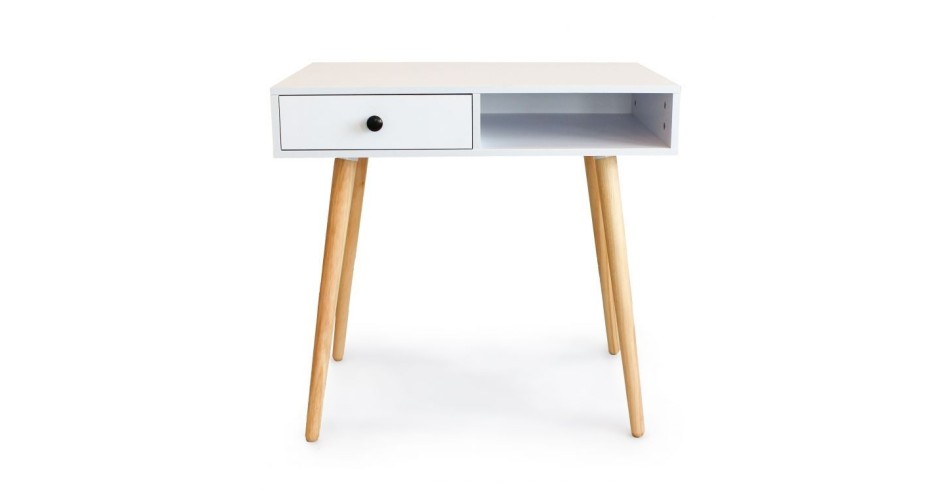 Masa consola cu raft, PAL, lemn de pin, 80x45x77 cm, maro-alb | arhiva ...