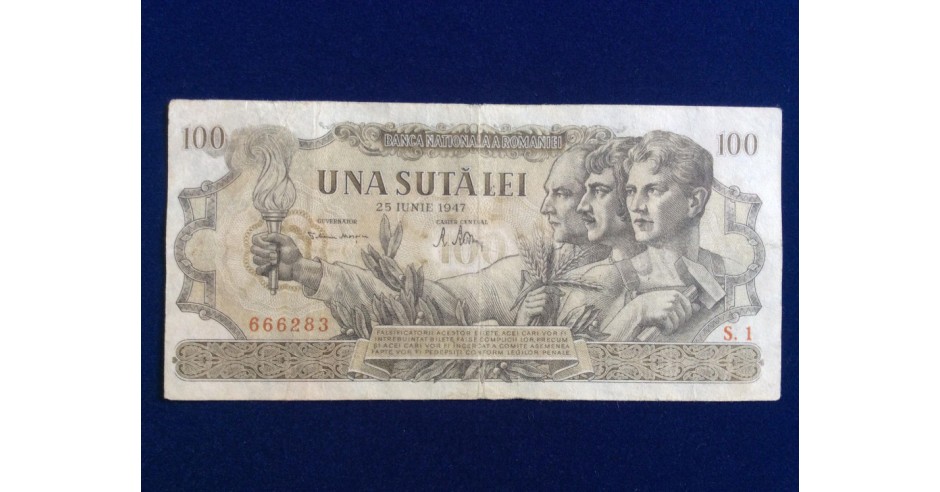 Bancnote Romania - 100 lei 25 iunie 1947 - seria 666283 - starea care se vede | arhiva Okazii.ro