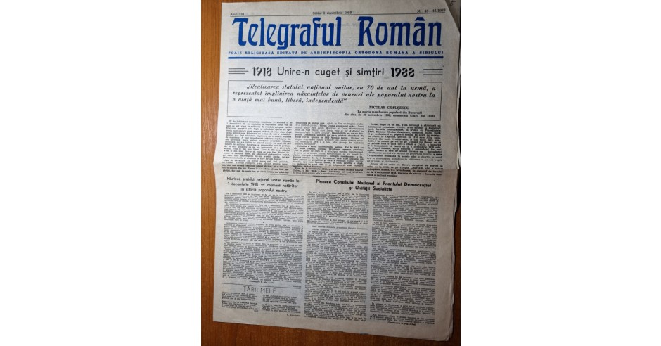 Telegraful roman 1 decembrie 1988-70 de ani de la marea unire | Okazii.ro