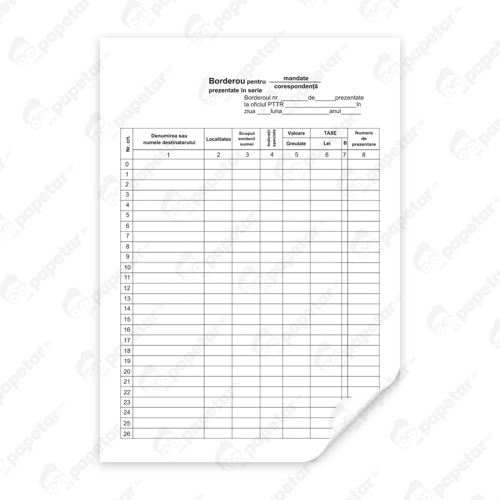 Borderou Corespondenta, format A4, 100 file | arhiva Okazii.ro