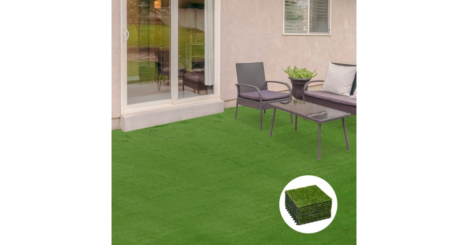 Outsunny Dale pentru Gradina cu Iarba Sintetica 30x30cm 10 Bucati ...
