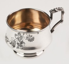 Ceasca,cana din argint masiv 950,gravata manual,Deosebita! FRANTA CCA ...