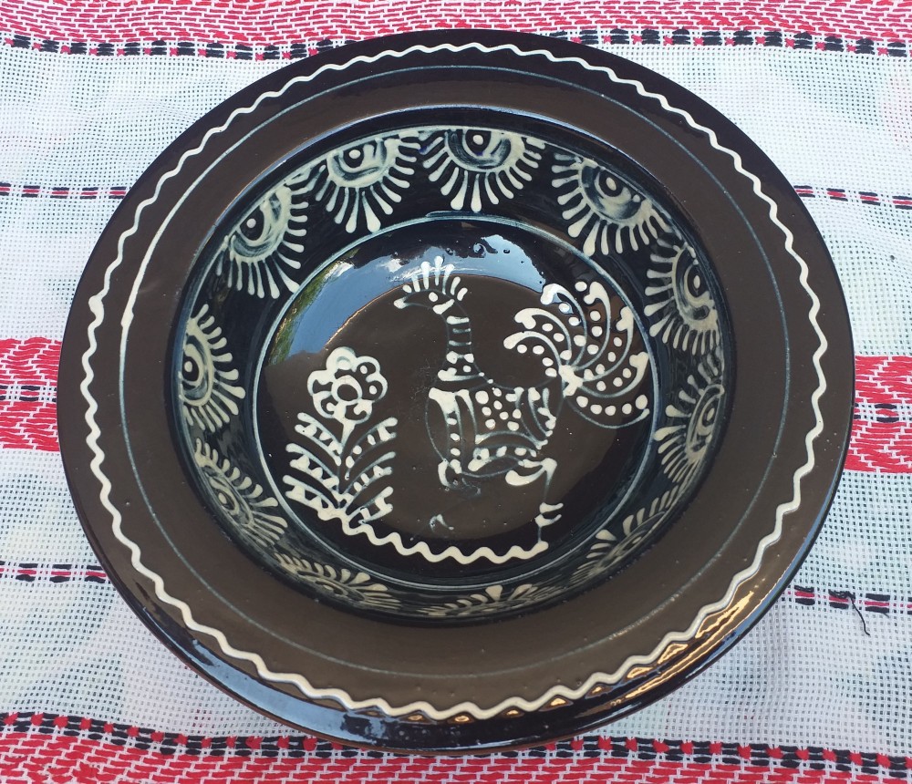 ceanac strachina farfurie vas lut ceramica veche artizanat traditional ...