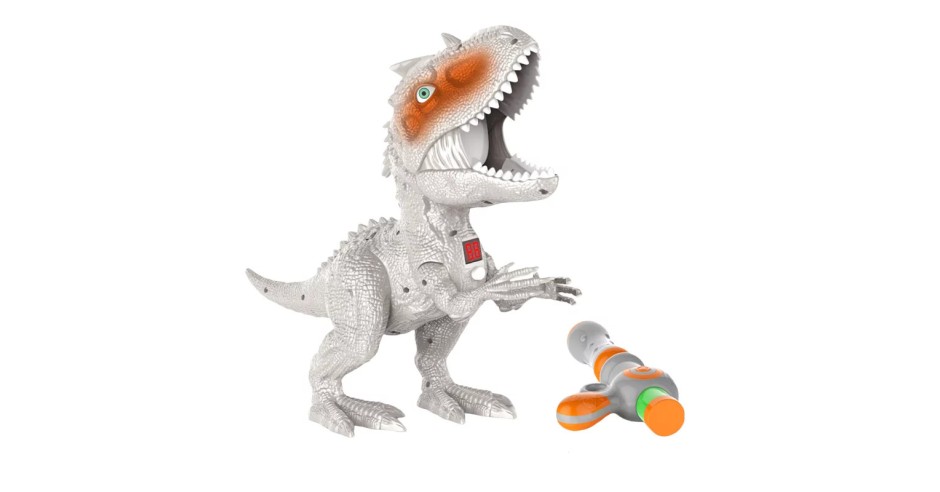 Jucarie interactiva Dinozaur si pistol cu bile din spuma EVA sunete aburi display pentru scor ...