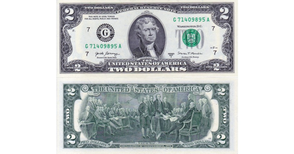Bancnota SUA 2 Dolari 2017 UNC, America, Bancnote Straine, Necirculata ...