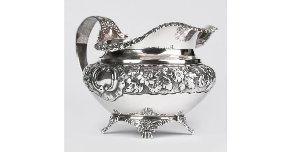 Carafa,cana superba din argint masiv 925-LONDRA AN 1825,gravata manual ...