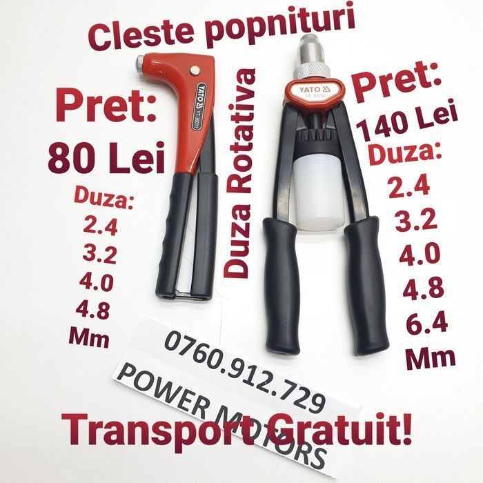 YATO Pistol Cleste Popnituri Nituri Pop DUZA Rotativa, TransportGratui ...
