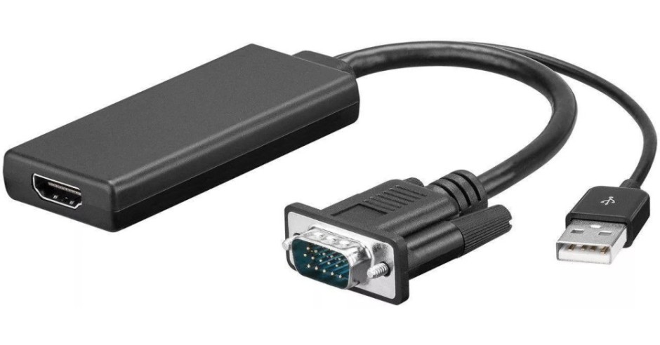 Adaptor Cablu VGA la HDMI cu Audio USB Goobay 1080p, 0.1m - Convertor ...