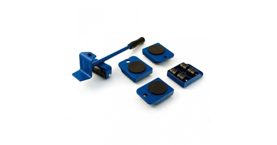 Set Mutat Mobila Grele 150Kg cu Role Pivotante, Parghie Ridicare, 4 Buc ...