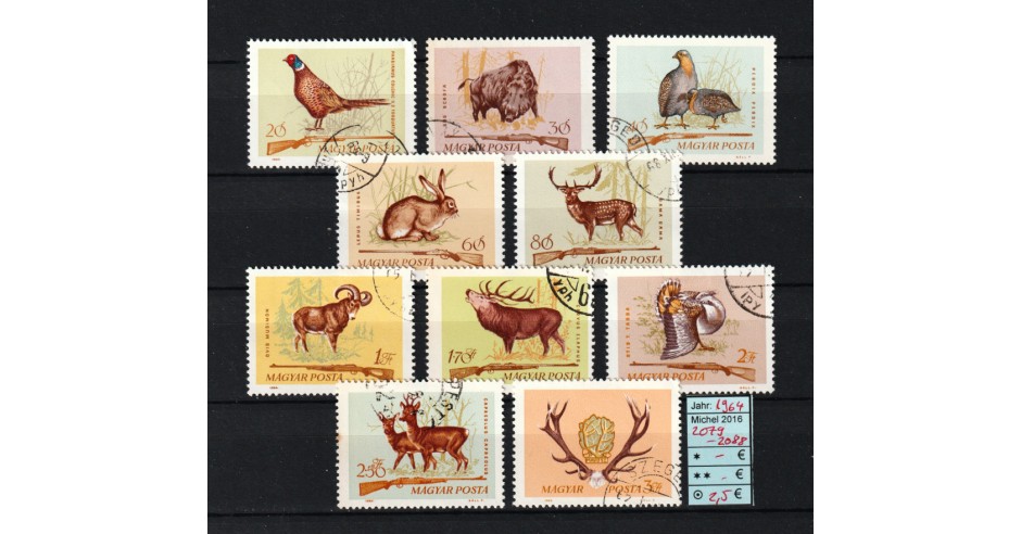 Timbre Ungaria, 1964 - Vanatoare, Vanat, Animale - serie completa ...