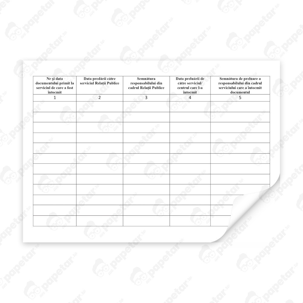 Condica predare primire corespondenta, asezare orizontala, format A5 ...