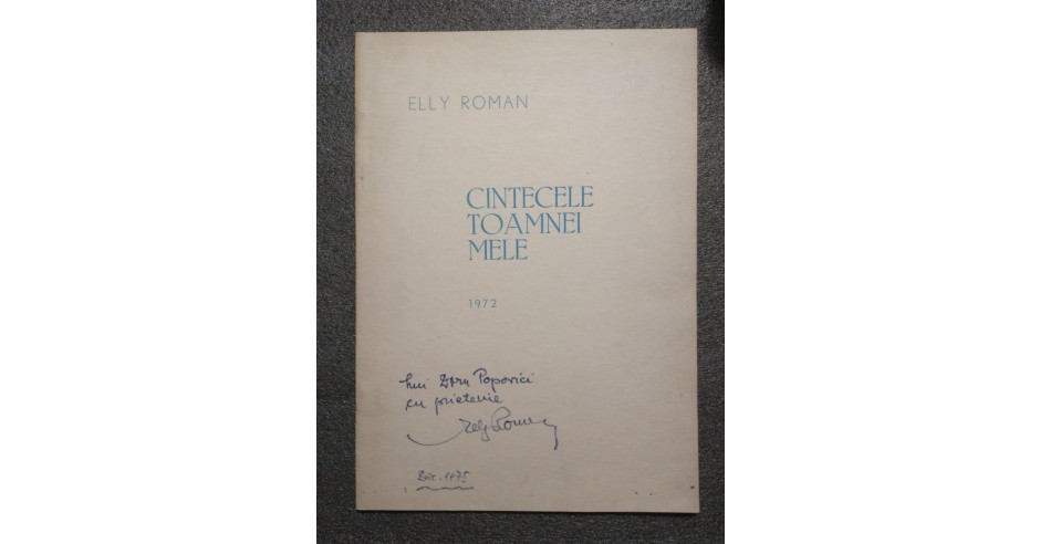 Elly Roman - Partitura Cintecele toamnei mele (1972) (cu dedicatie ...