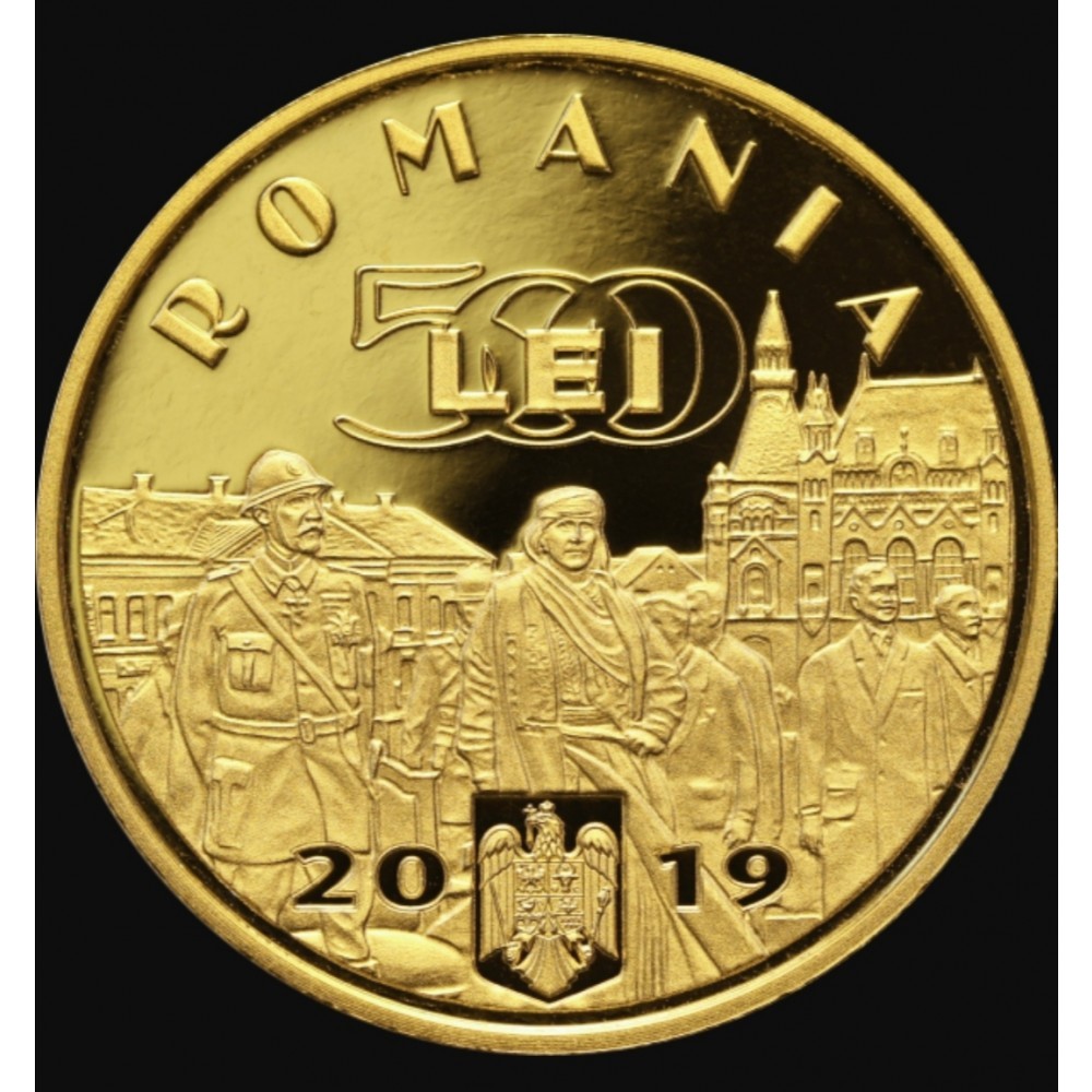 500 lei 2019 Proof Regele Ferdinand Romania Moneda aur pur 31 grame ...