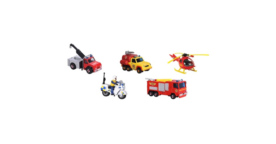 Set Jada Toys Fireman Sam 5 Pack cu 4 masinute,1 elicopter si 1 ...