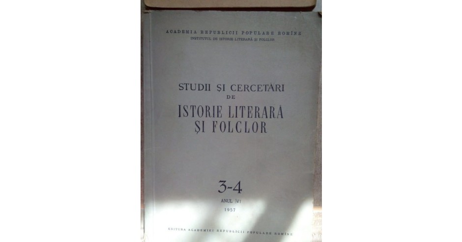 G. Calinescu - Studii si cercetari de istorie literara si folclor ...