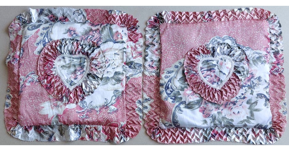 2 Pernute decorative din matase cu dantela crosetata, modele deosebite ...