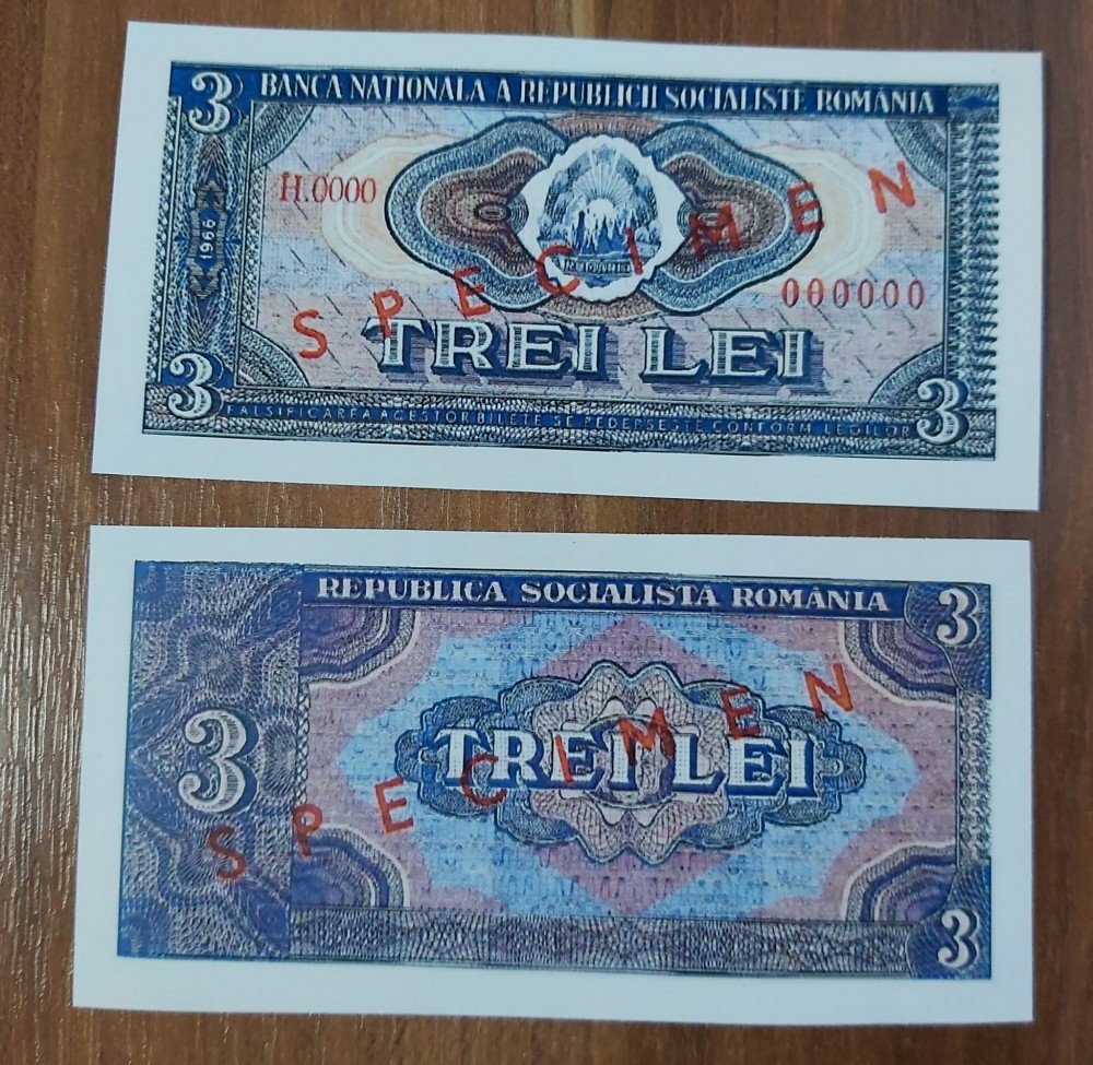 REPRODUCERE 3 LEI SPECIMEN Emisiunea 1966 Romania | arhiva Okazii.ro