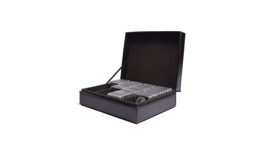 Caseta pentru 100 capsule de monede QUADRUM, negru | Okazii.ro