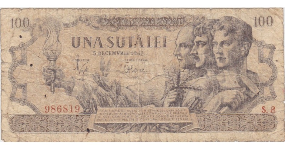 ROMANIA 100 LEI 5 DECEMBRIE 1947 UZATA | arhiva Okazii.ro
