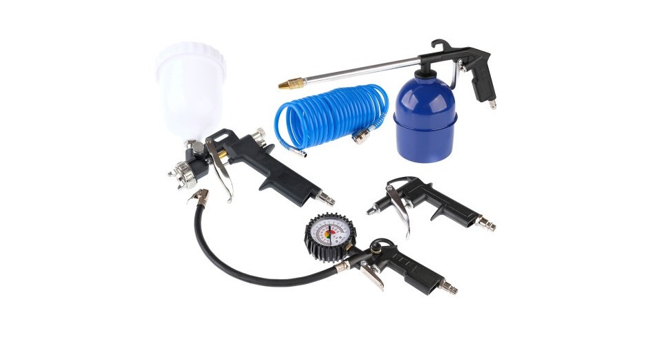 Kit Compresor Auto 5 Piese Aer comprimat pistol umflat vopsitorie ...