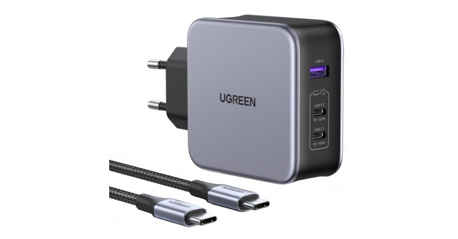 Incarcator Retea Cu Cablu USB-C UGREEN CD289, 140W, 5A, 1 x USB-A - 2 x ...