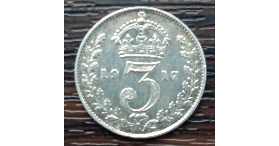 (A87) MONEDA DIN ARGINT ANGLIA - 3 PENCE 1917 | arhiva Okazii.ro
