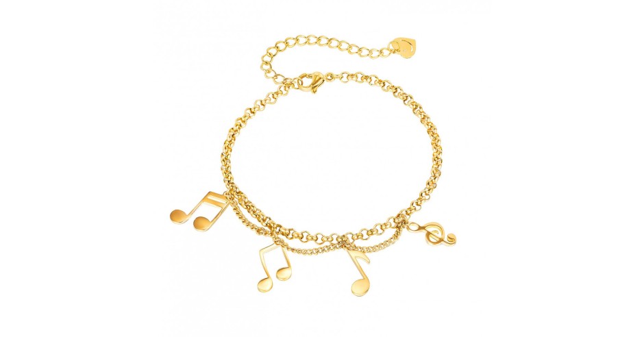 Bra?ara din o?el cu motiv muzical ? note ?i cheia sol, fa?a zambitoare ...