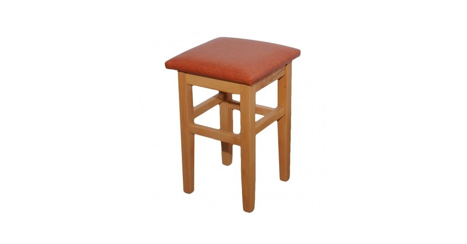 Taburet Bucatarie Lemn Fag Masiv, Tapiterie Piele Ecologica Cires, 47cm ...