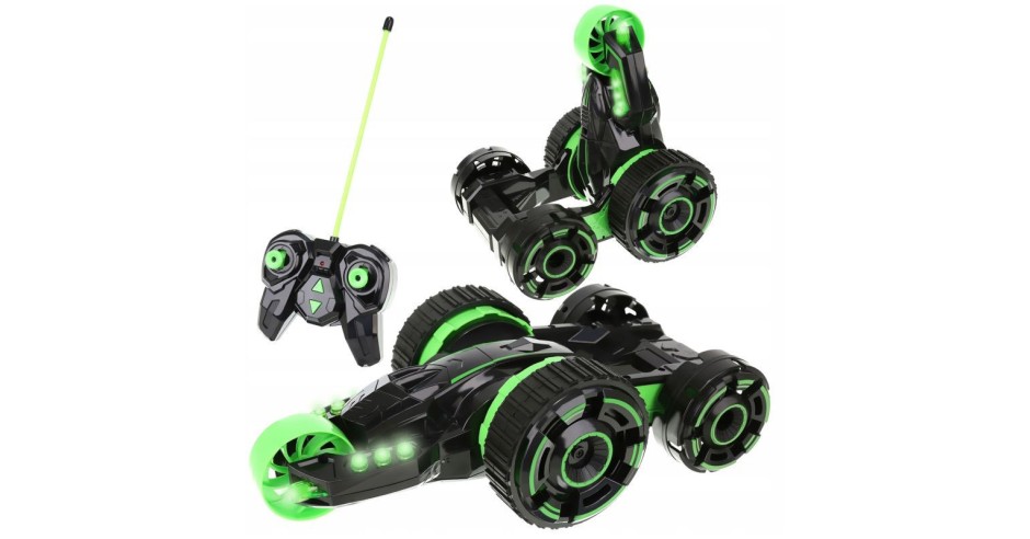 Masina cu telecomanda, 5 roti, pentru acrobatii, efect lumini, raza ...