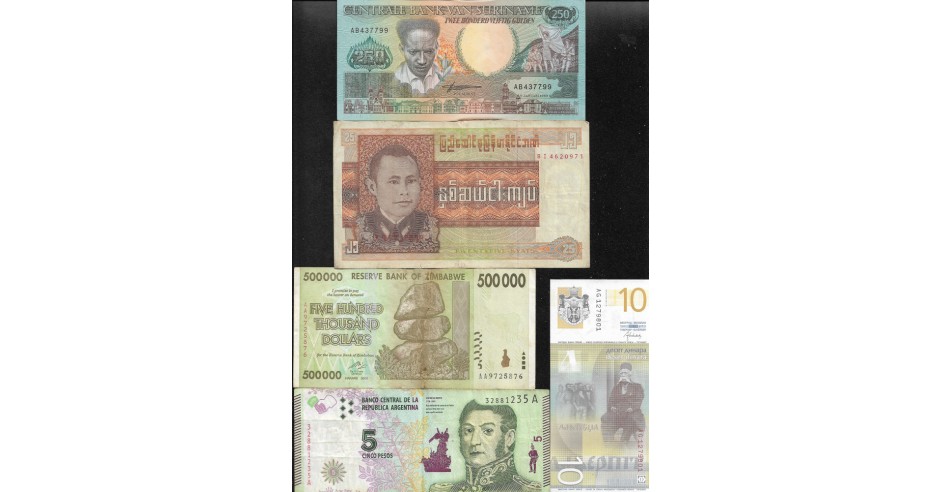 Set 5 bancnote de prin lume adunate (cele din imagini) #229, Europa ...