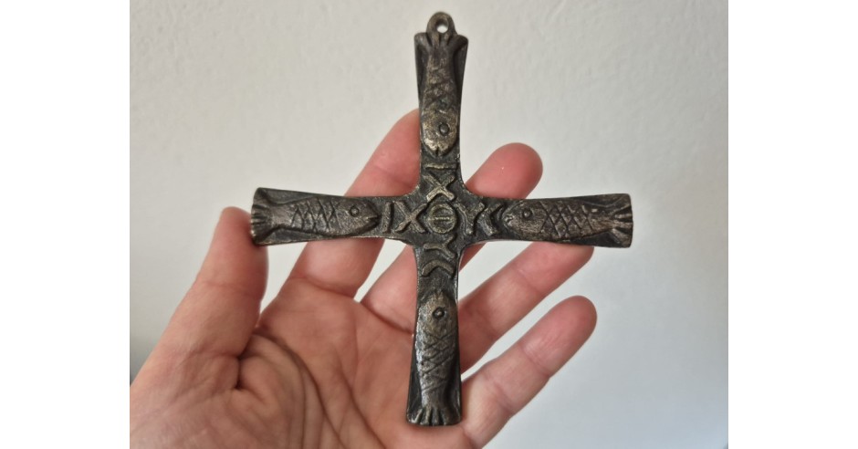 Cruce metalica vintage Cruce de la catacombele Domitilla din Roma ...